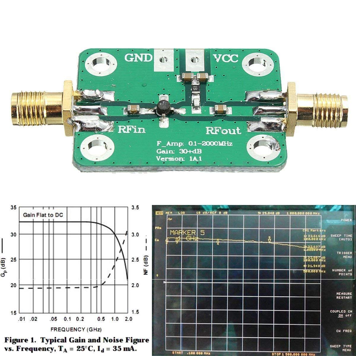 0.1-2000MHz RF WideBand Amplifier 30dB High Gain Low Noise LNA Amplifier,Shenzhen HiLetgo ...