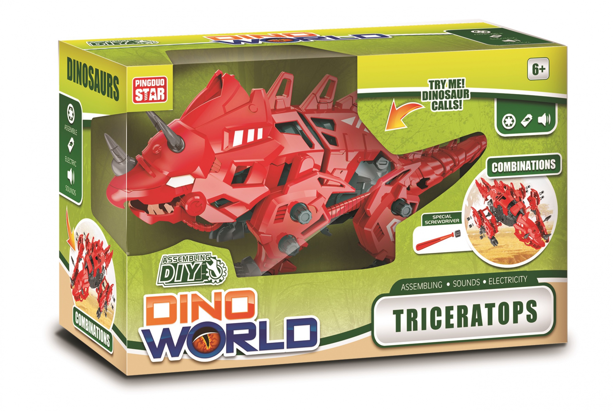 Assembling DIY Electric Bayonet Triceratops B/O block Dinosaur