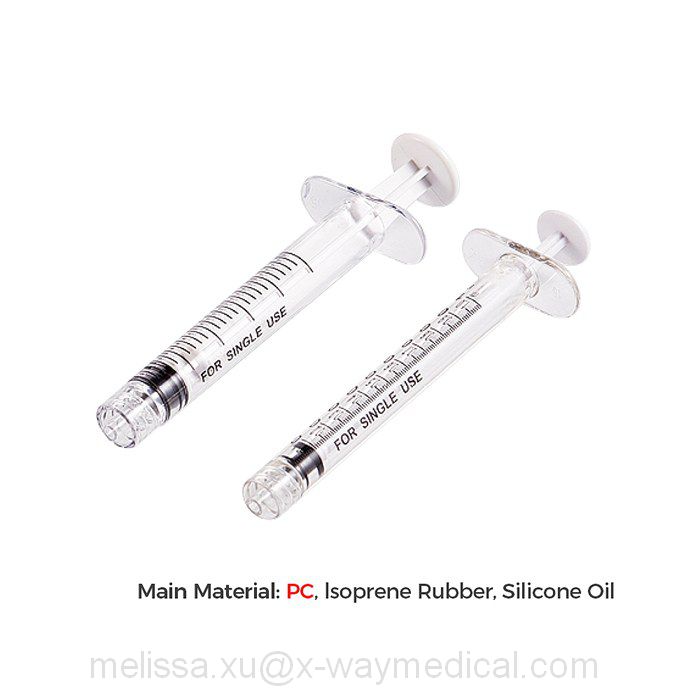 Medical Male Luer lock tip PC injection syringe for single use, 1ml 3ml ...